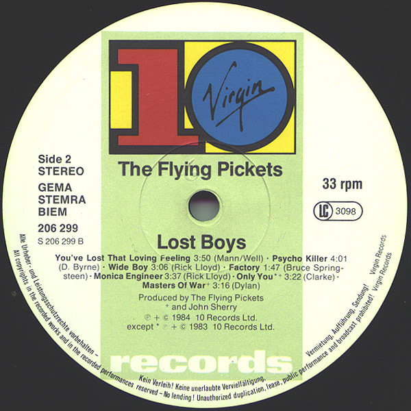 The Flying Pickets – Lost Boys (LP, Album) – akerrecords.nl