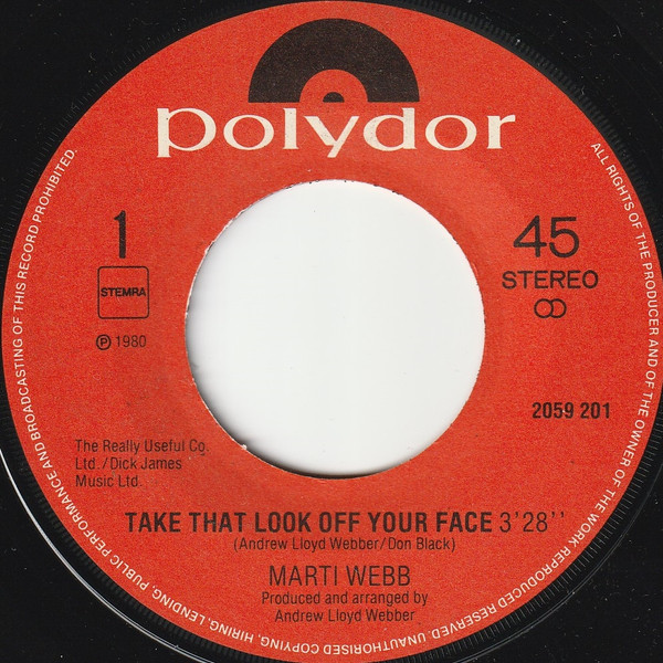 Marti Webb – Take That Look Off Your Face (7″, Single) – akerrecords.nl