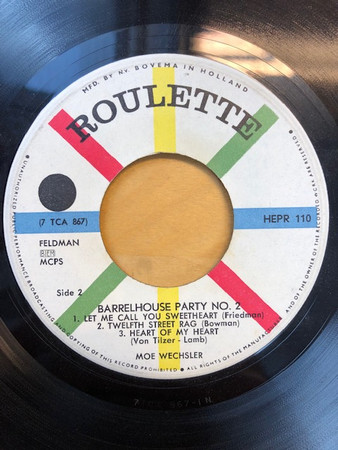 Moe Wechsler – Barrelhouse Party No. 2 (7″, EP) – akerrecords.nl