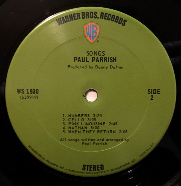 Paul Parrish – Songs (LP, Album) – akerrecords.nl