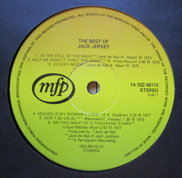 Jack Jersey – The Best Of Jack Jersey (LP, Comp) – akerrecords.nl