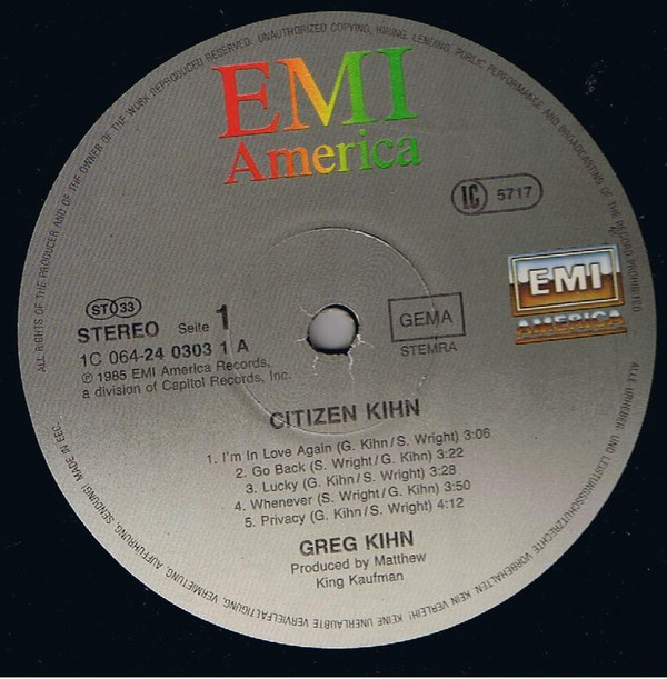 Greg Kihn – Citizen Kihn (LP, Album) – akerrecords.nl