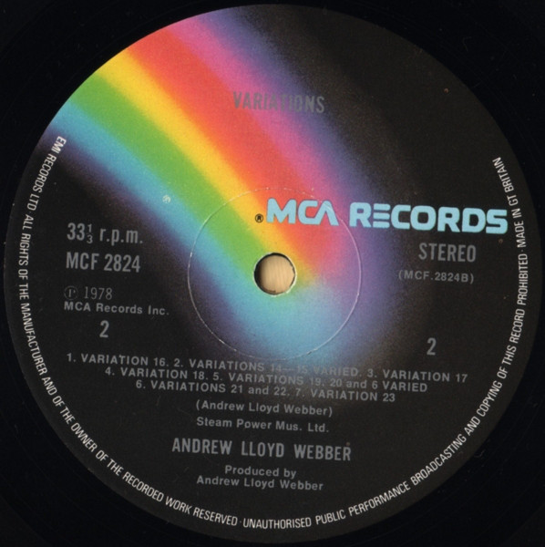 Andrew Lloyd Webber – Variations (LP, Album) – akerrecords.nl