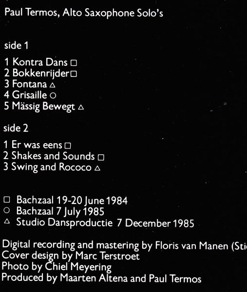 Paul Termos – Solo 84-85 (LP) – akerrecords.nl