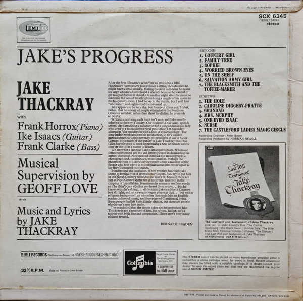 Jake Thackray – Jake’s Progress (LP, Album) – akerrecords.nl