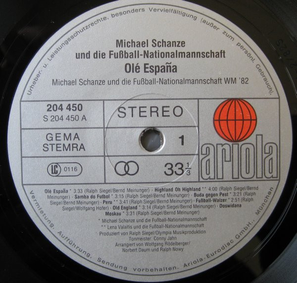 Michael Schanze Und Die Fußball-Nationalmannschaft – Olé España (LP ...
