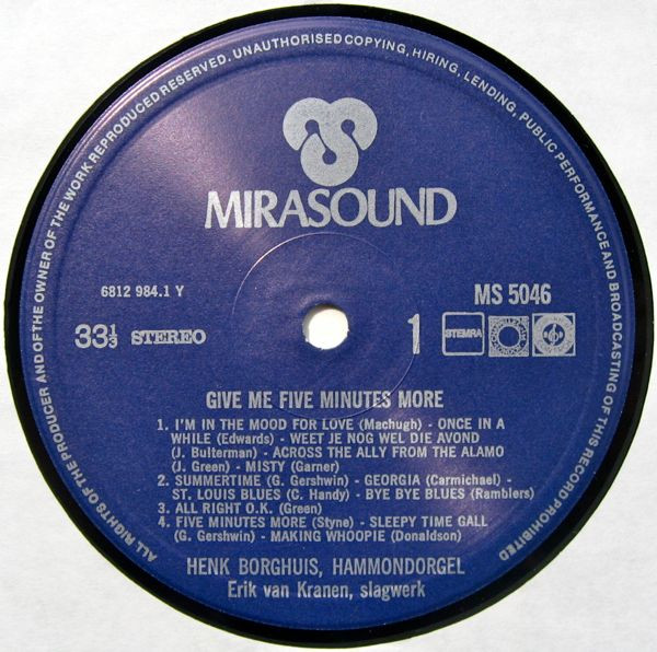 Henk Borghuis – Give Me Five Minutes More (LP) – akerrecords.nl