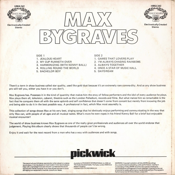 Max Bygraves – Max Bygraves (LP, Comp, RM) – akerrecords.nl