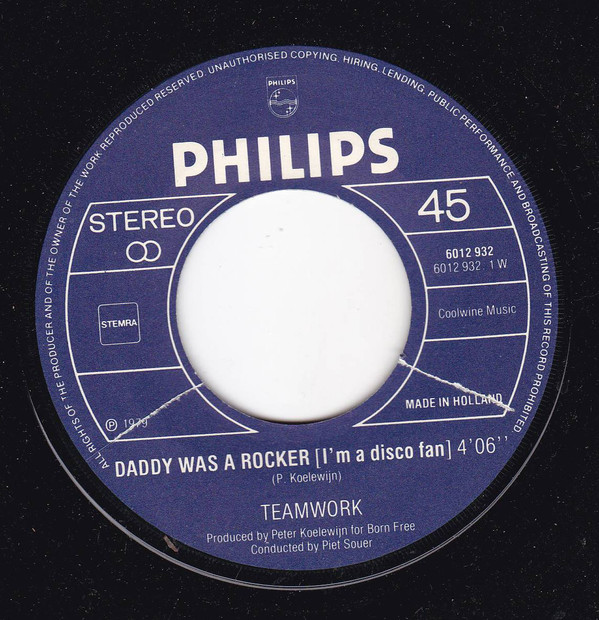 Teamwork (2) – Daddy Was A Rocker (I’m A Disco Fan) (7″, Single ...