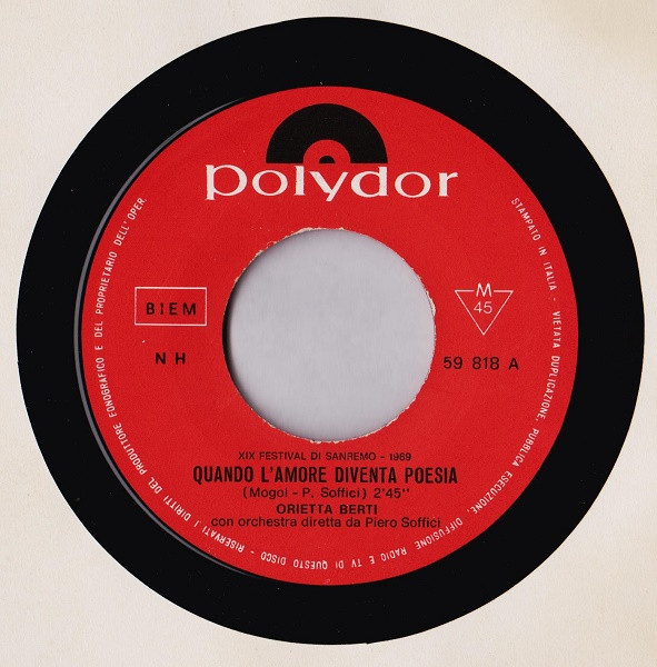 Orietta Berti – Quando L’Amore Diventa Poesia (7″, Mono) – akerrecords.nl
