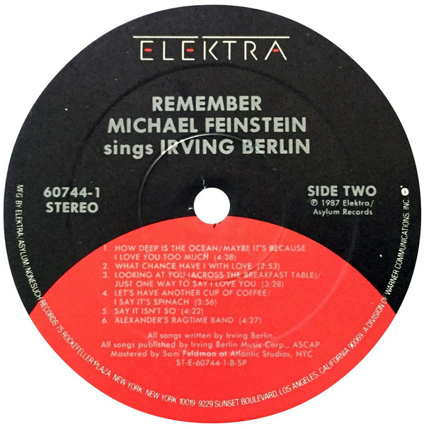 Michael Feinstein Sings Irving Berlin – Remember (LP, Album ...