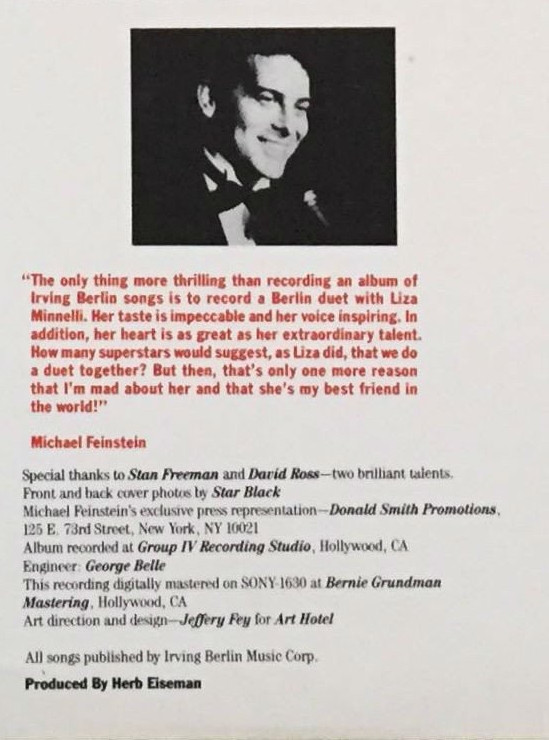 Michael Feinstein Sings Irving Berlin – Remember (LP, Album ...