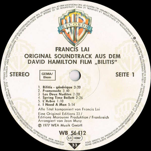 Francis Lai – Bilitis (LP, Album, RE) – akerrecords.nl