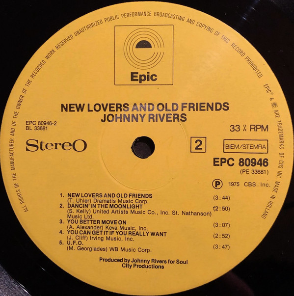 Johnny Rivers – New Lovers And Old Friends (LP, Album) – akerrecords.nl
