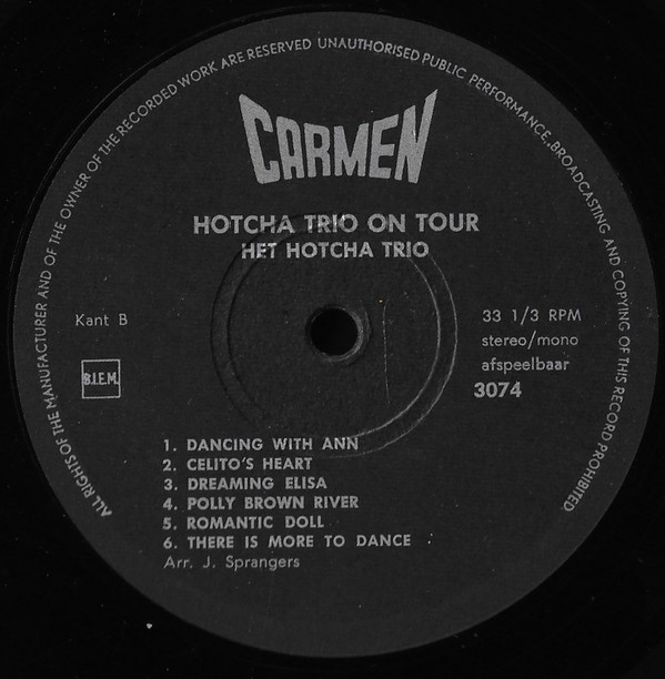 Het Hotcha Trio – Hotcha Trio On Tour (LP) – akerrecords.nl