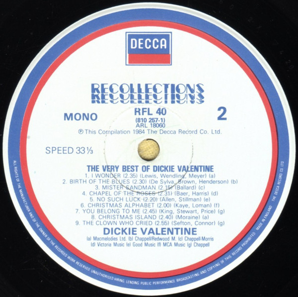 Dickie Valentine – The Very Best Of Dickie Valentine (LP, Comp ...