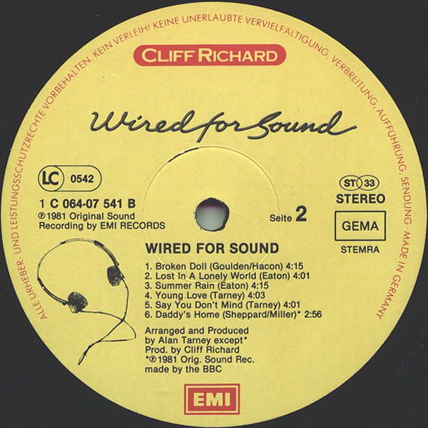 Cliff Richard – Wired For Sound (LP, Album) – akerrecords.nl