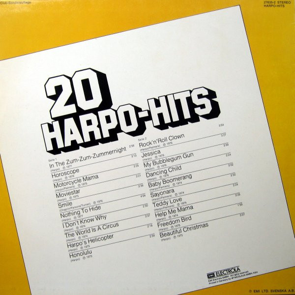 Harpo – 20 Harpo-Hits (LP, Comp, Club) – akerrecords.nl