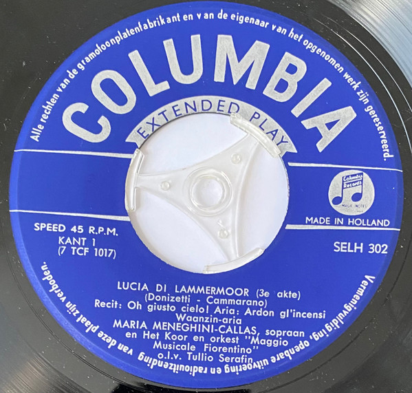 Maria Callas – Callas Zingt Waanzinaria Uit Lucia di Lammermoor (7″, EP ...
