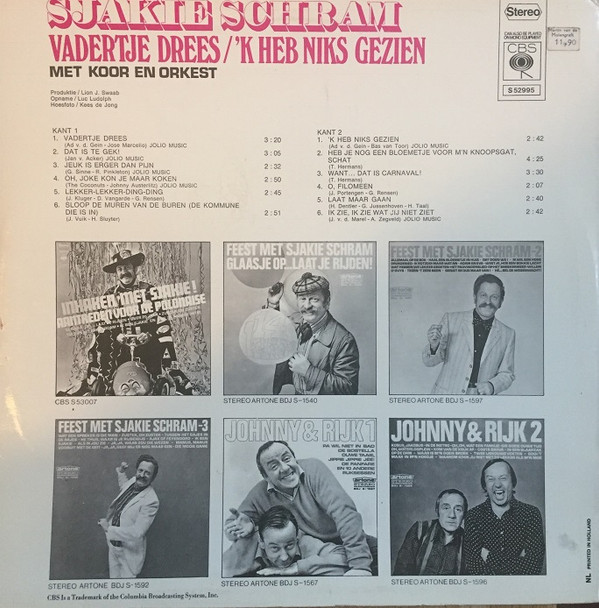 Sjakie Schram – Vadertje Drees / ‘K Heb Niks Gezien (LP, Album ...