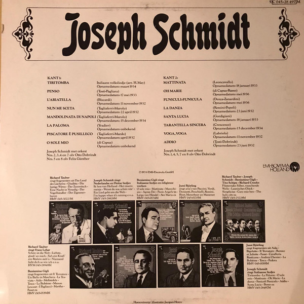 Joseph Schmidt – Joseph Schmidt Zingt Italiaanse Liedjes (LP ...