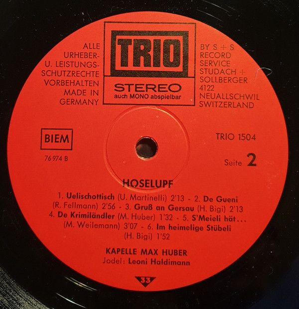 Kapelle Max Huber – Hoselupf (LP) – akerrecords.nl