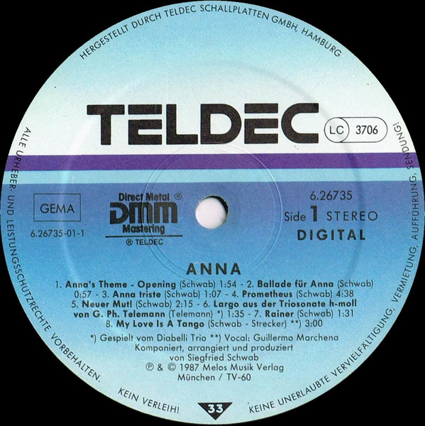 Siegfried Schwab – Anna (Original Soundtrack Aus Der Gleichnamigen TV ...