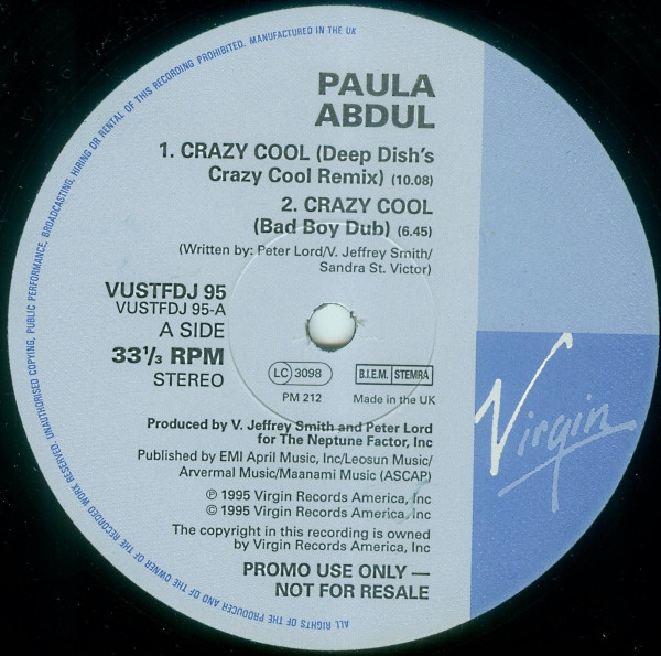 Paula Abdul – Crazy Cool (12″, Promo) – akerrecords.nl