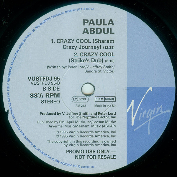Paula Abdul – Crazy Cool (12″, Promo) – akerrecords.nl