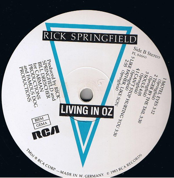 Rick Springfield – Living In Oz (LP, Album) – akerrecords.nl