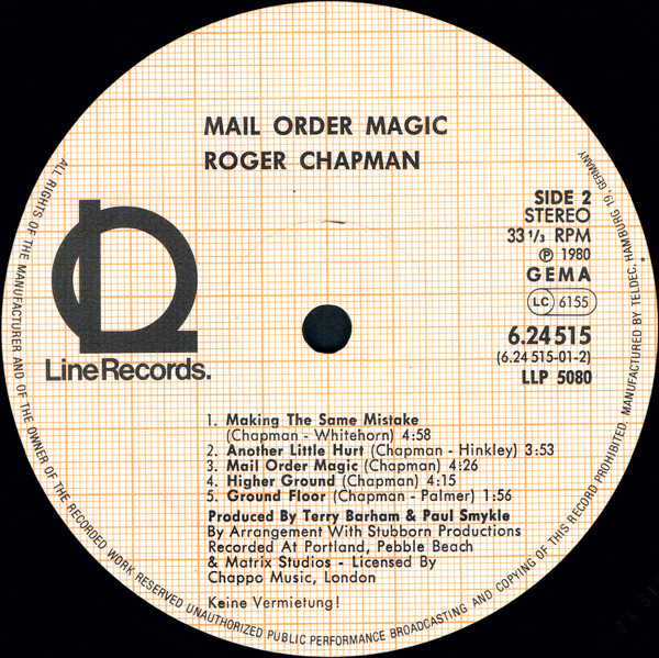 Roger Chapman And The Shortlist – Mail Order Magic (LP, Album ...