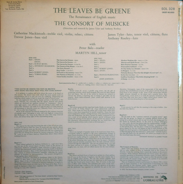 The Consort Of Musicke With Martyn Hill – The Leaves Be Greene (LP) – akerrecords.nl