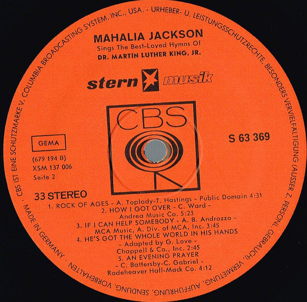 Mahalia Jackson – Mahalia Jackson Sings The Best – Loved Hymns Of ...