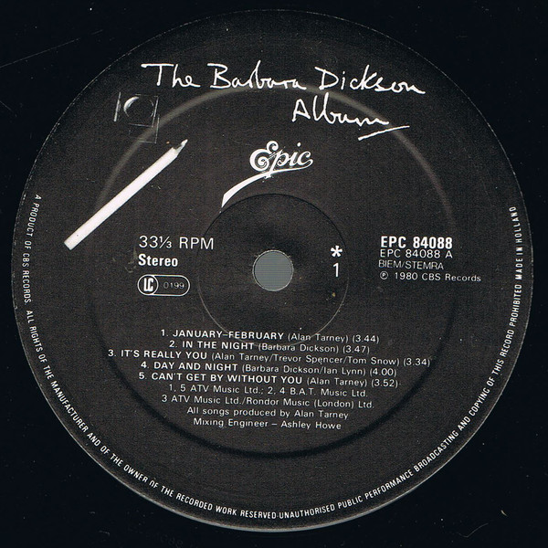Barbara Dickson – The Barbara Dickson Album (LP, Album) – akerrecords.nl