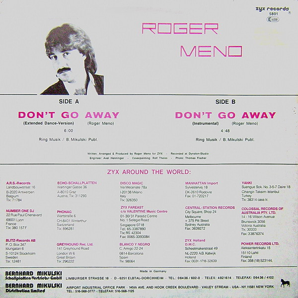 Roger Meno – Don’t Go Away (12″, Maxi) – akerrecords.nl