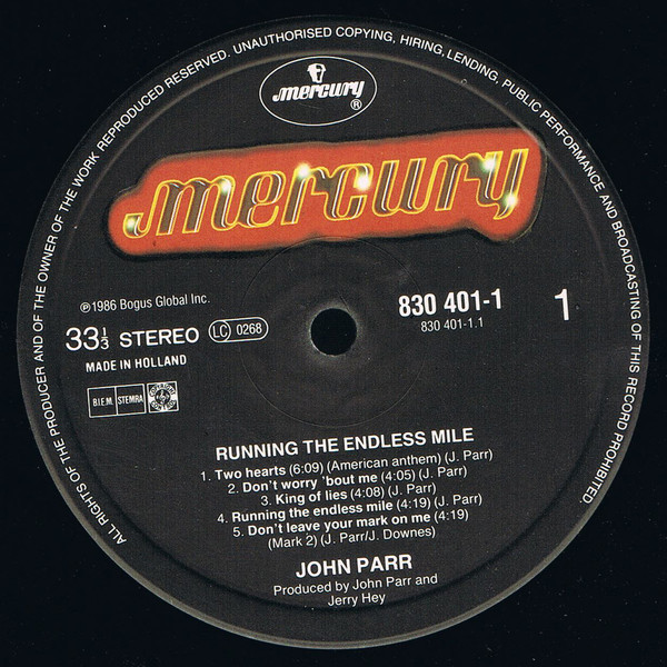 John Parr – Running The Endless Mile (LP, Album) – akerrecords.nl