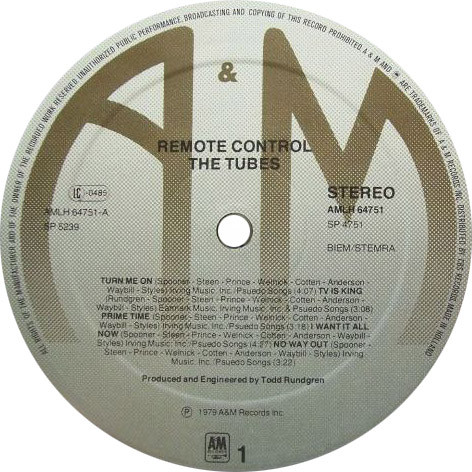 The Tubes – Remote Control (LP, Album) – akerrecords.nl