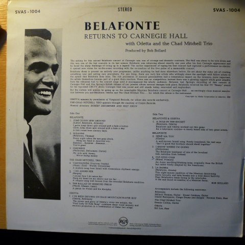 Harry Belafonte with Odetta & The Chad Mitchell Trio – Belafonte Returns To Carnegie Hall (LP ...