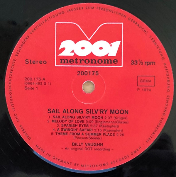 Billy Vaughn – Sail Along Silv’ry Moon (LP, Comp) – akerrecords.nl