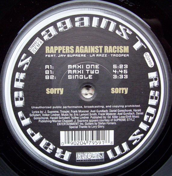 Rappers Against Racism – Sorry (12″, Maxi) – akerrecords.nl