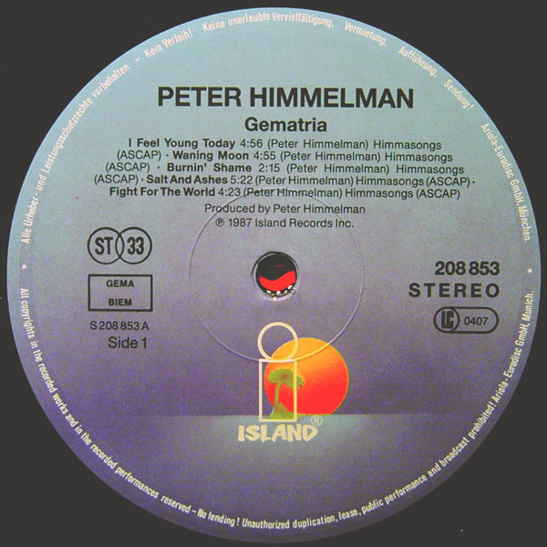 Peter Himmelman – Gematria (LP, Album) – akerrecords.nl