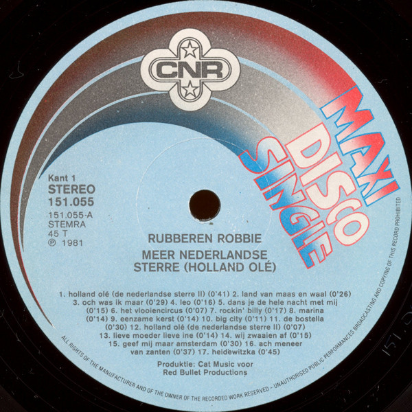 Rubberen Robbie – Meer Nederlandse Sterre (Holland Olé) (12″, Maxi, Blu ...