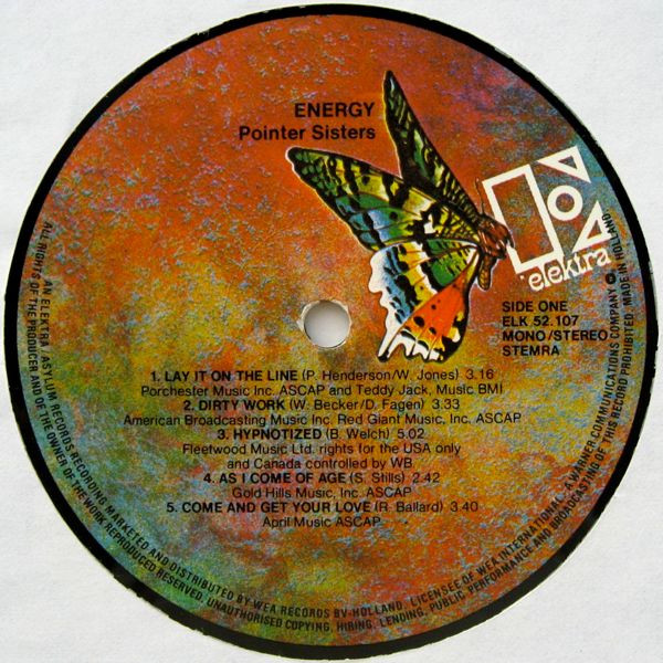 Pointer Sisters – Energy (LP, Album) – akerrecords.nl