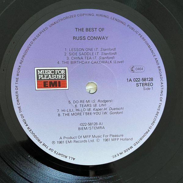 Russ Conway – The Best Of Russ Conway (LP, Comp, Blu) – akerrecords.nl