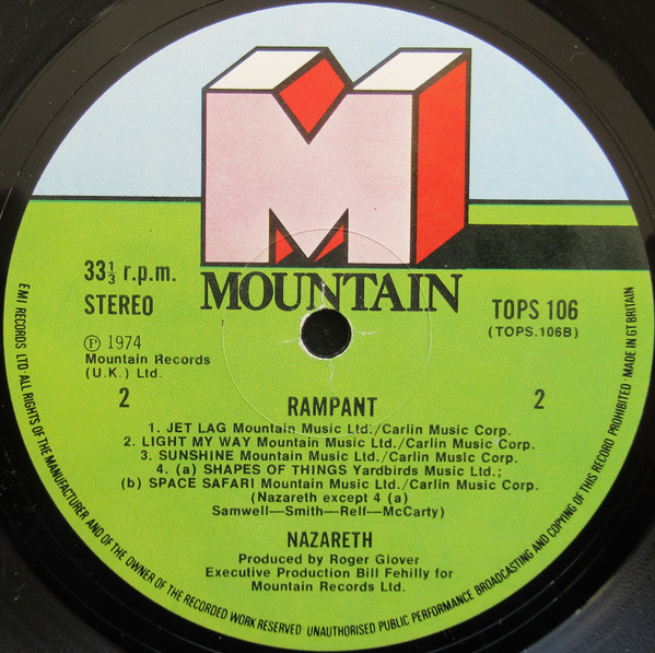 Nazareth (2) – Rampant (LP, Album, RE) – akerrecords.nl