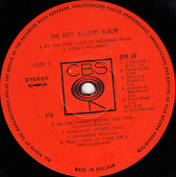 Andy Williams – The Andy Williams Album (LP, Comp) – akerrecords.nl