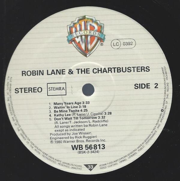 Robin Lane & The Chartbusters – Robin Lane & The Chartbusters (LP ...