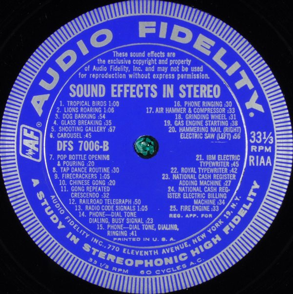 No Artist – Sound Effects Volume 1 (LP) – akerrecords.nl