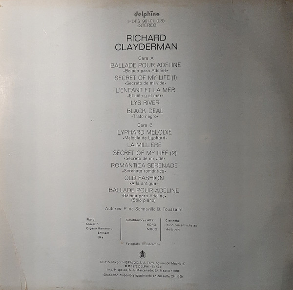 Richard Clayderman – Balada Para Adeline (LP, Album) – akerrecords.nl