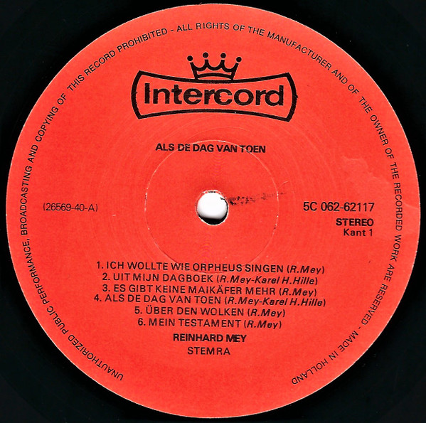 Reinhard Mey – Als De Dag Van Toen (LP, Album) – akerrecords.nl